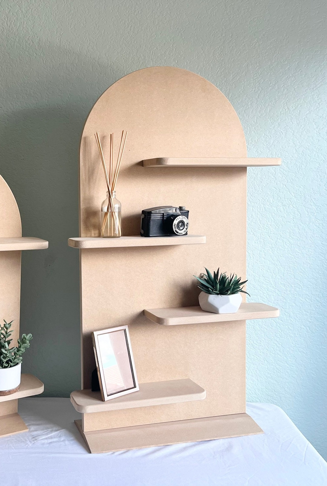 One Custom Tabletop Shelving Display - Wood MDF - Removable Shelves and ...