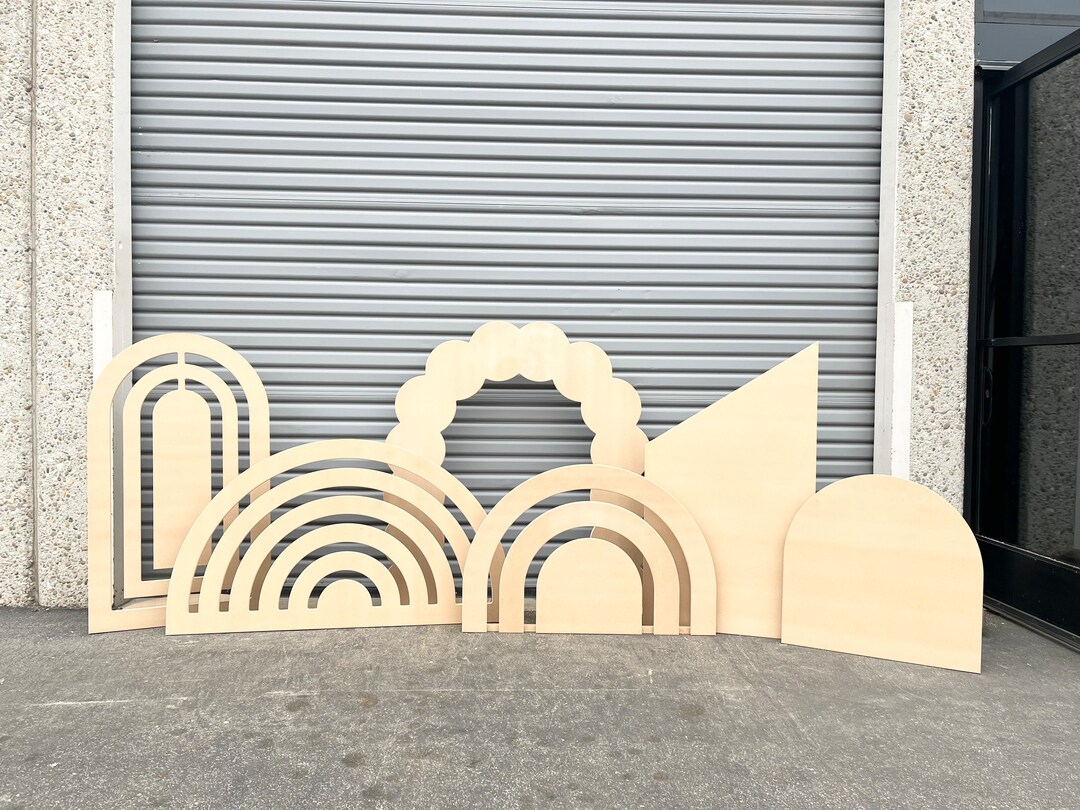 6 Piece Mini Backdrop Set - Mini Wood Rainbow, Wood Open Arch With ...