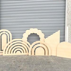 6 Piece Mini Backdrop Set - Mini Wood Rainbow, Wood Open Arch With ...