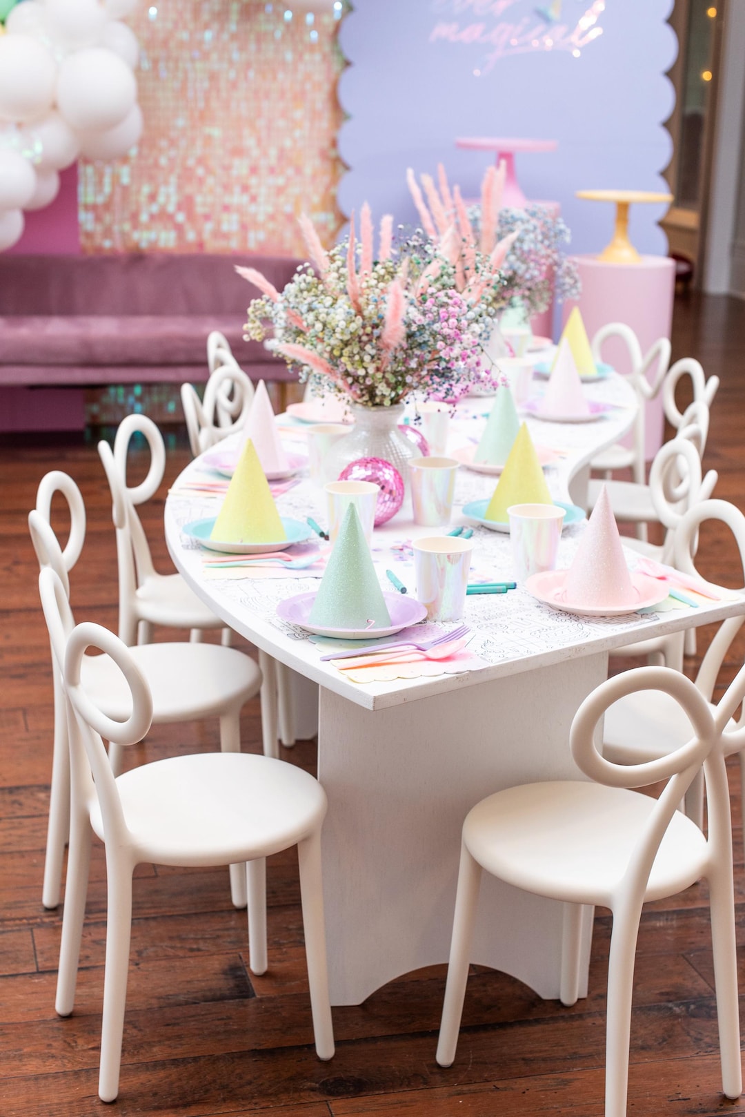 Two 5ft Kids Curvy Plywood Tables Gift Connectable Party Furniture for ...