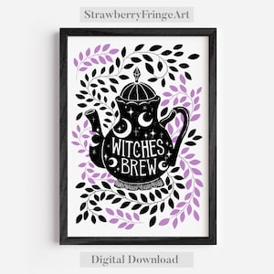 Witches Brew Printable Wall Art, Tea Lover Gift, Teapot Print ...