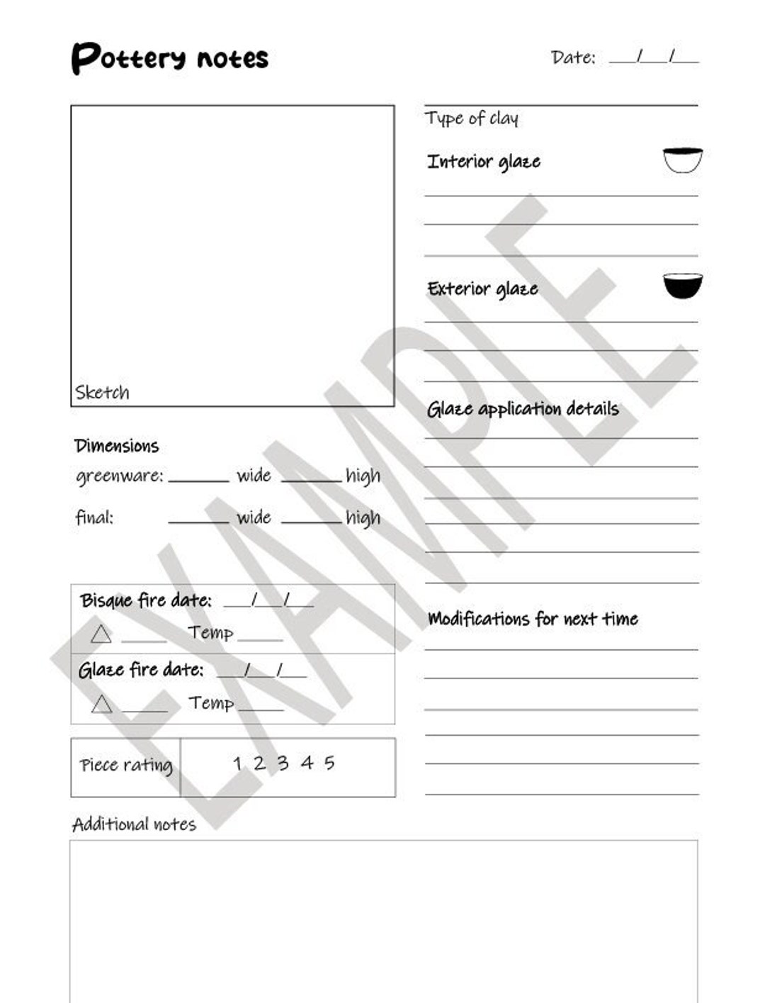 Editable Pottery Ceramic Log Notes Glaze Log Book Ceramic - Etsy