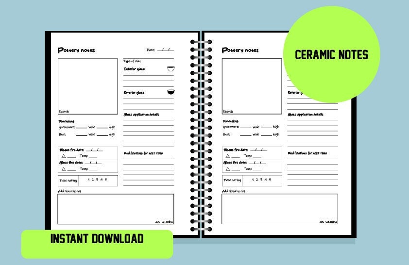 Editable Pottery Ceramic Log Notes Glaze Log Book Ceramic - Etsy