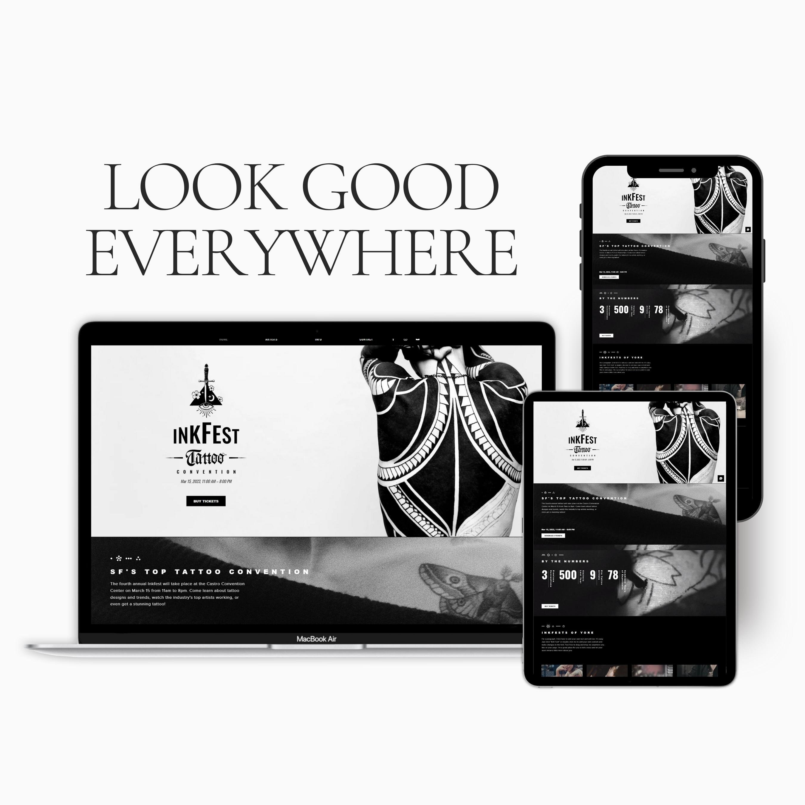 Wix Website Design Template: Tattoo Shop, Parlor & Ink Studio - Etsy