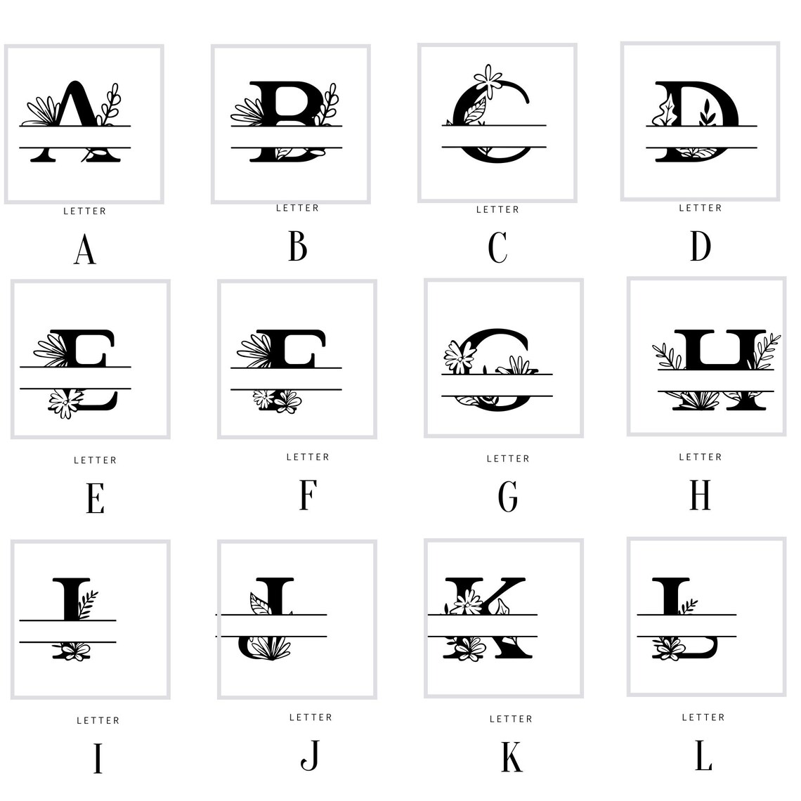 Monogram SVG TFF Alphabet Fancy Split Monogram Cricut Svg Files Bridal ...