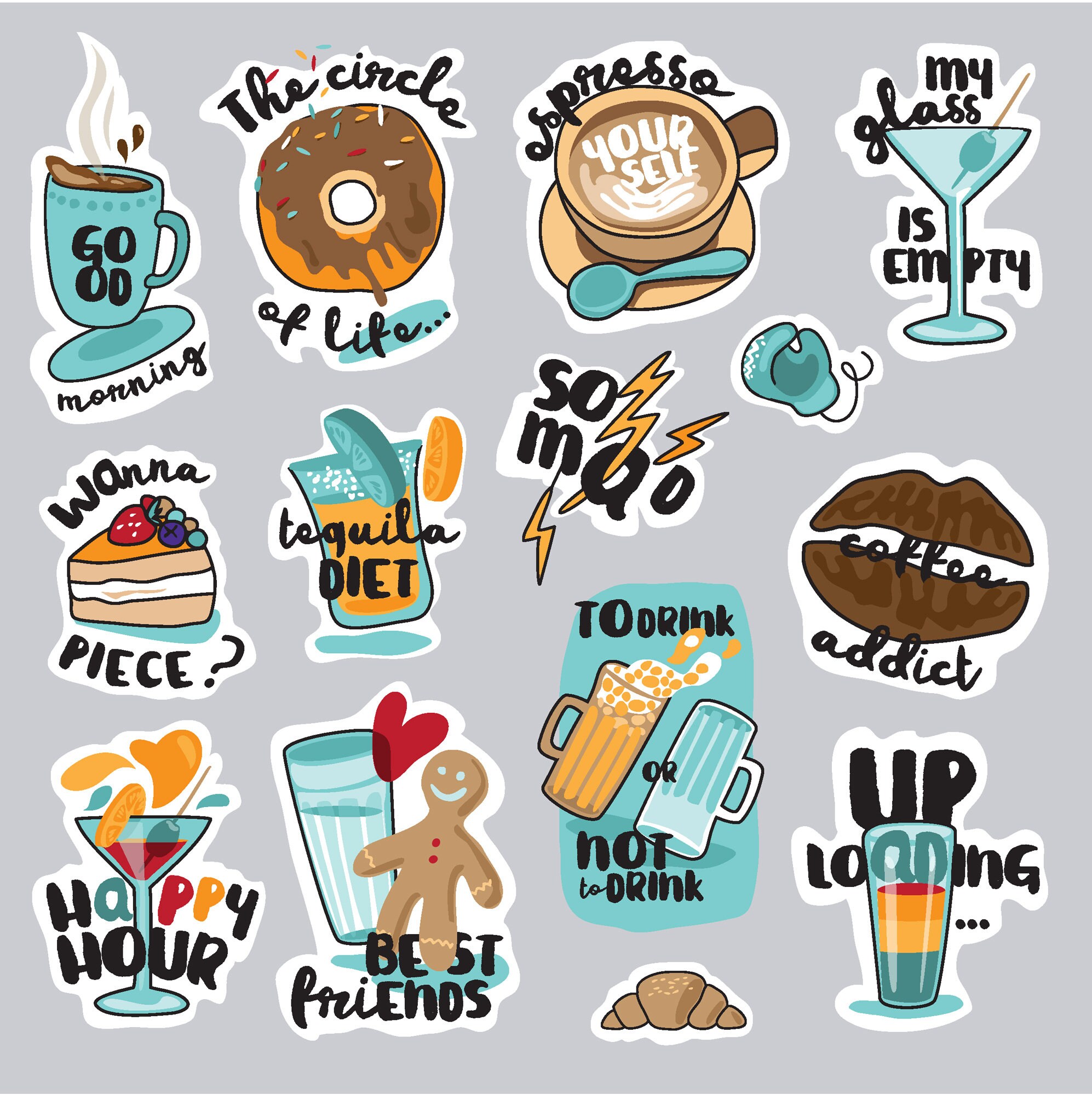 Meme Stickers Design Bundle | Funny Stickers Vector Art for Laptop ...