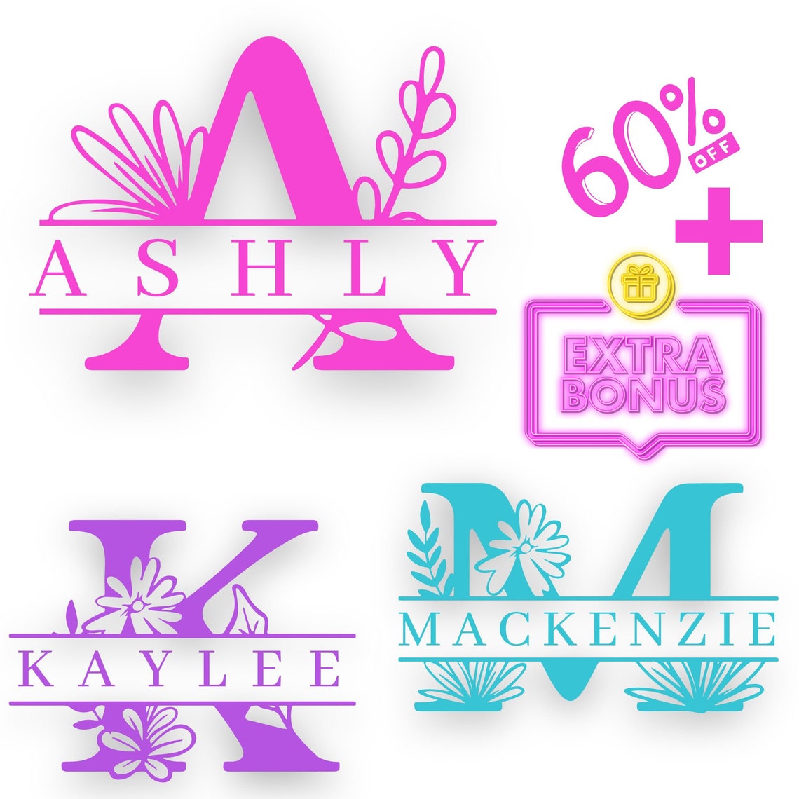 Monogram SVG TFF Alphabet Fancy Split Monogram Cricut Svg Files Bridal ...