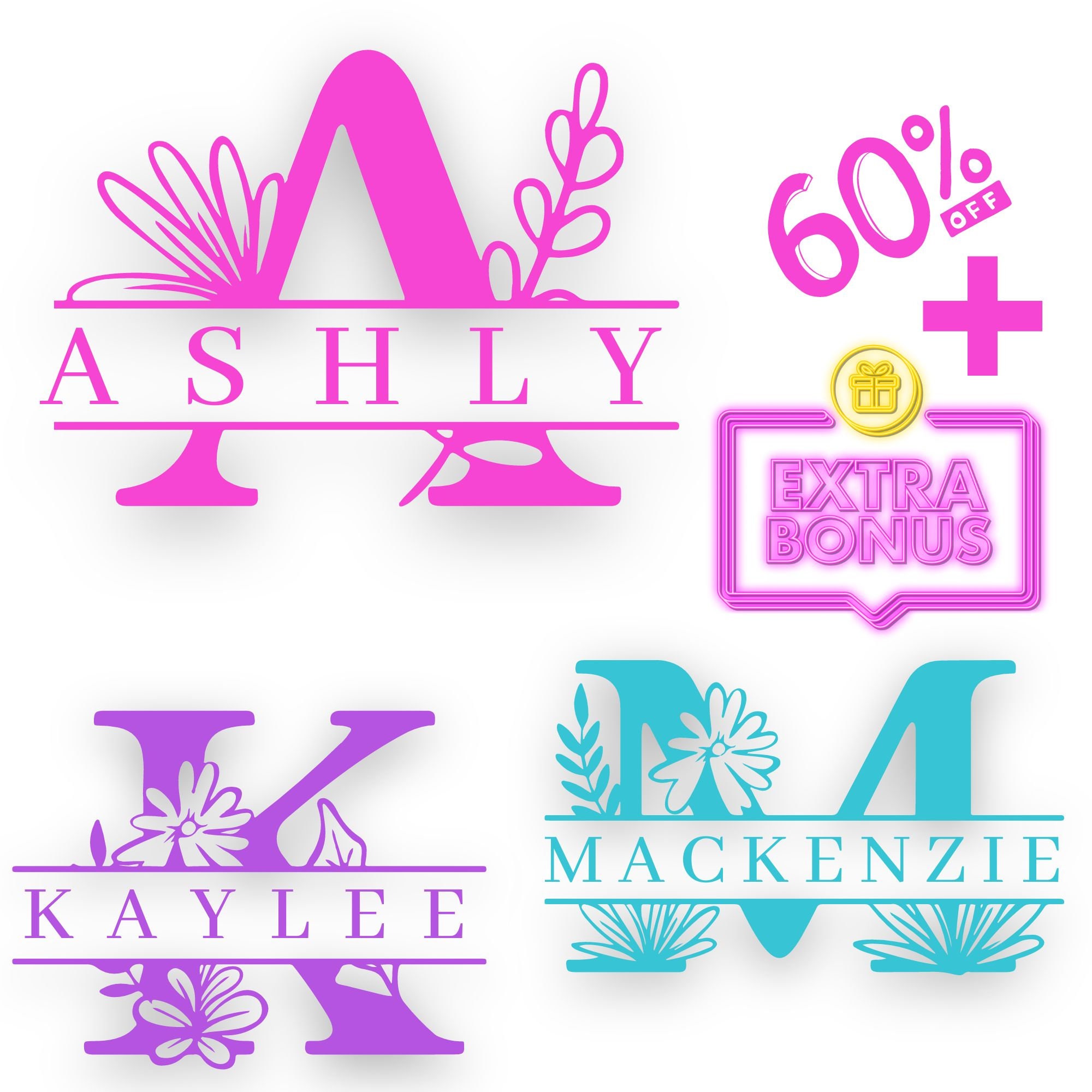 Monogram SVG TFF Alphabet Fancy Split Monogram Cricut Svg Files Bridal ...
