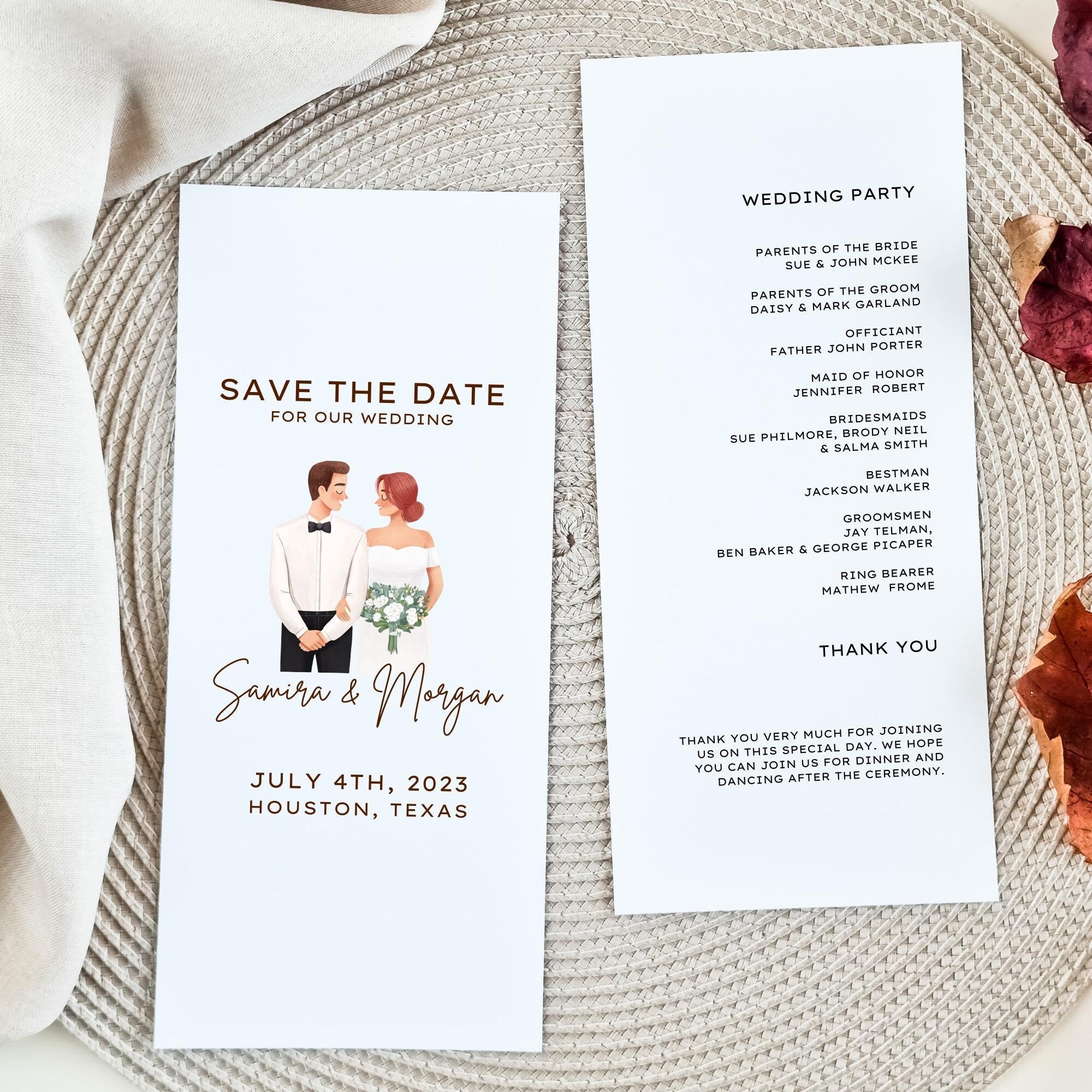 Wedding Program Template Modern Order of Service Printable - Etsy