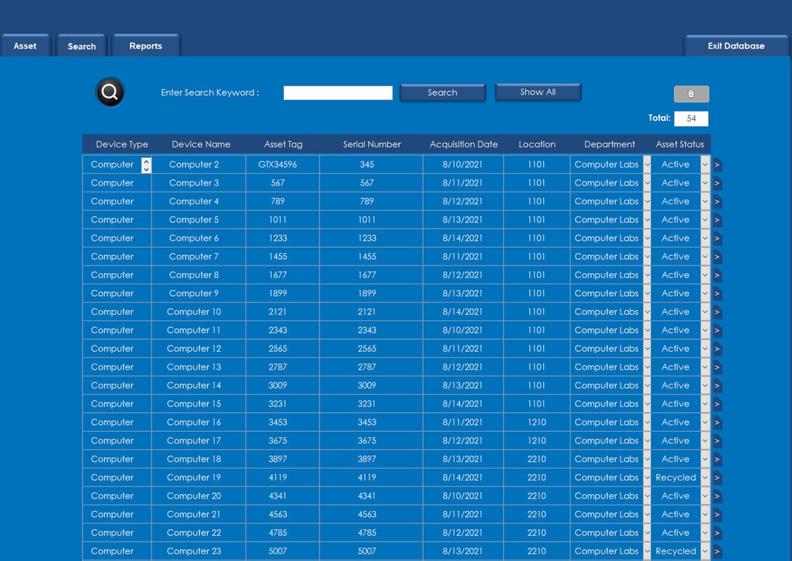 Track My Assets Database Template for Assets Computers - Etsy Canada
