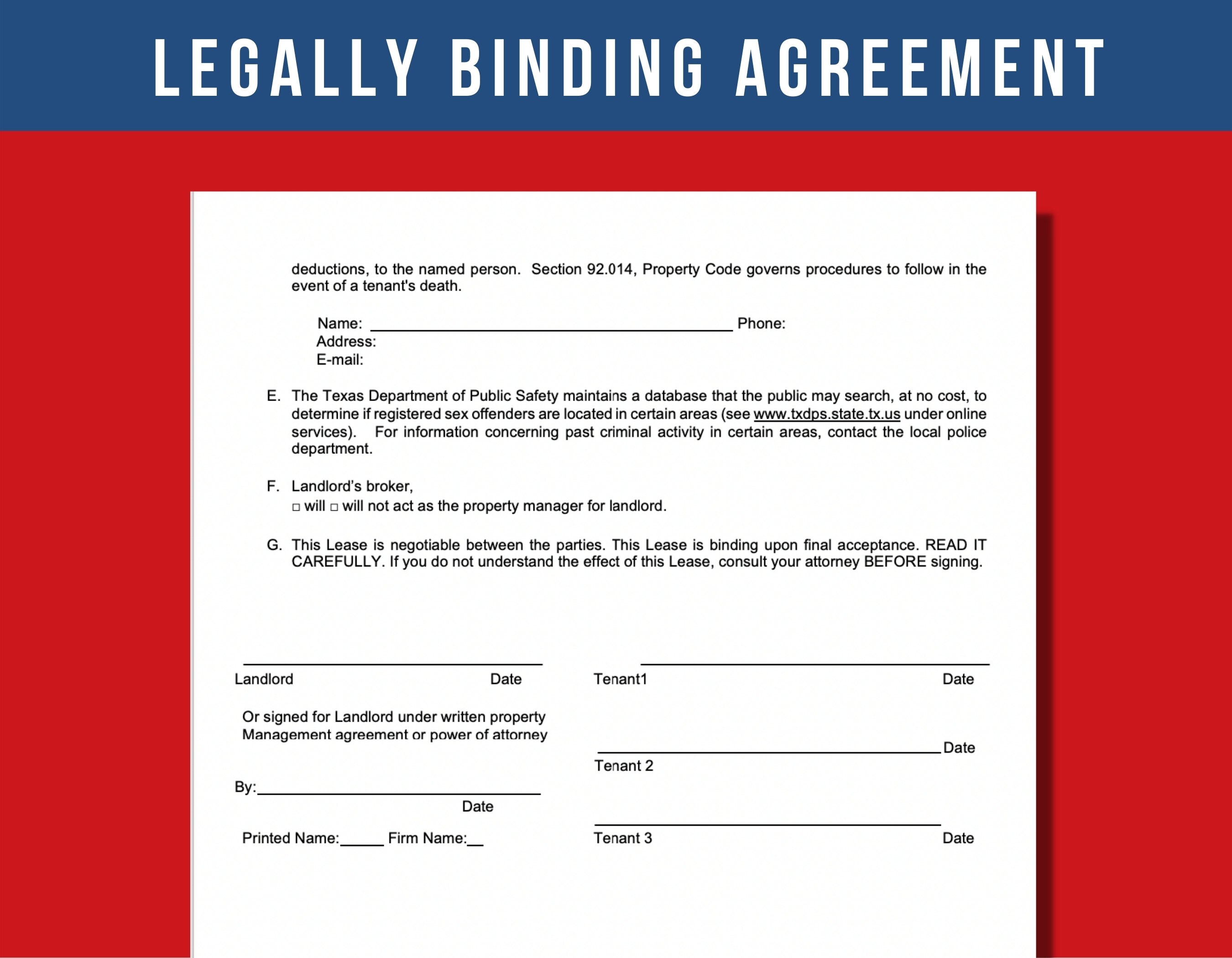 Texas Residential Lease Agreement Legal Template - Etsy