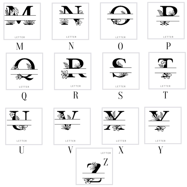 Monogram SVG TFF Alphabet Fancy Split Monogram Cricut Svg Files Bridal ...