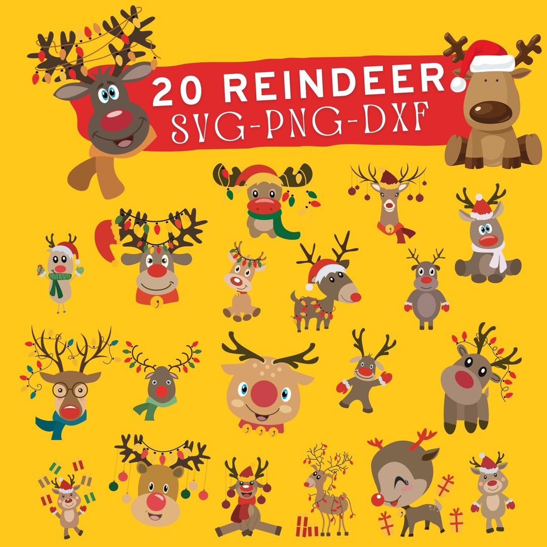 Christmas Reindeer SVG Bundle, Reindeer Faces SVG, Girl Reindeer SVG ...