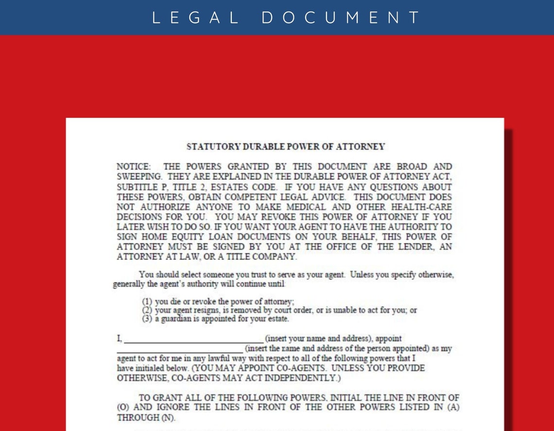 Editable Power of Attorney Template: Legal & Financial Form (digital ...
