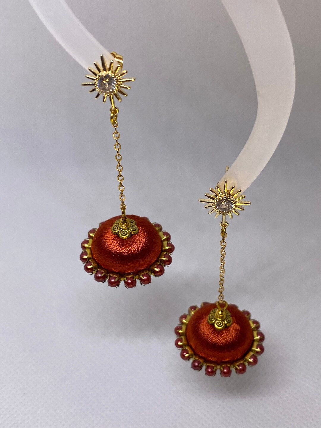 Copper and Maroon Starburst Jhumke. - Etsy
