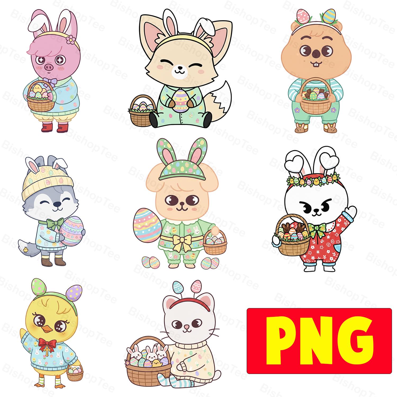 SKZOO Easter PNG Bundle, Stray Kids Easter Eggs Clipart, Cute Kpop ...