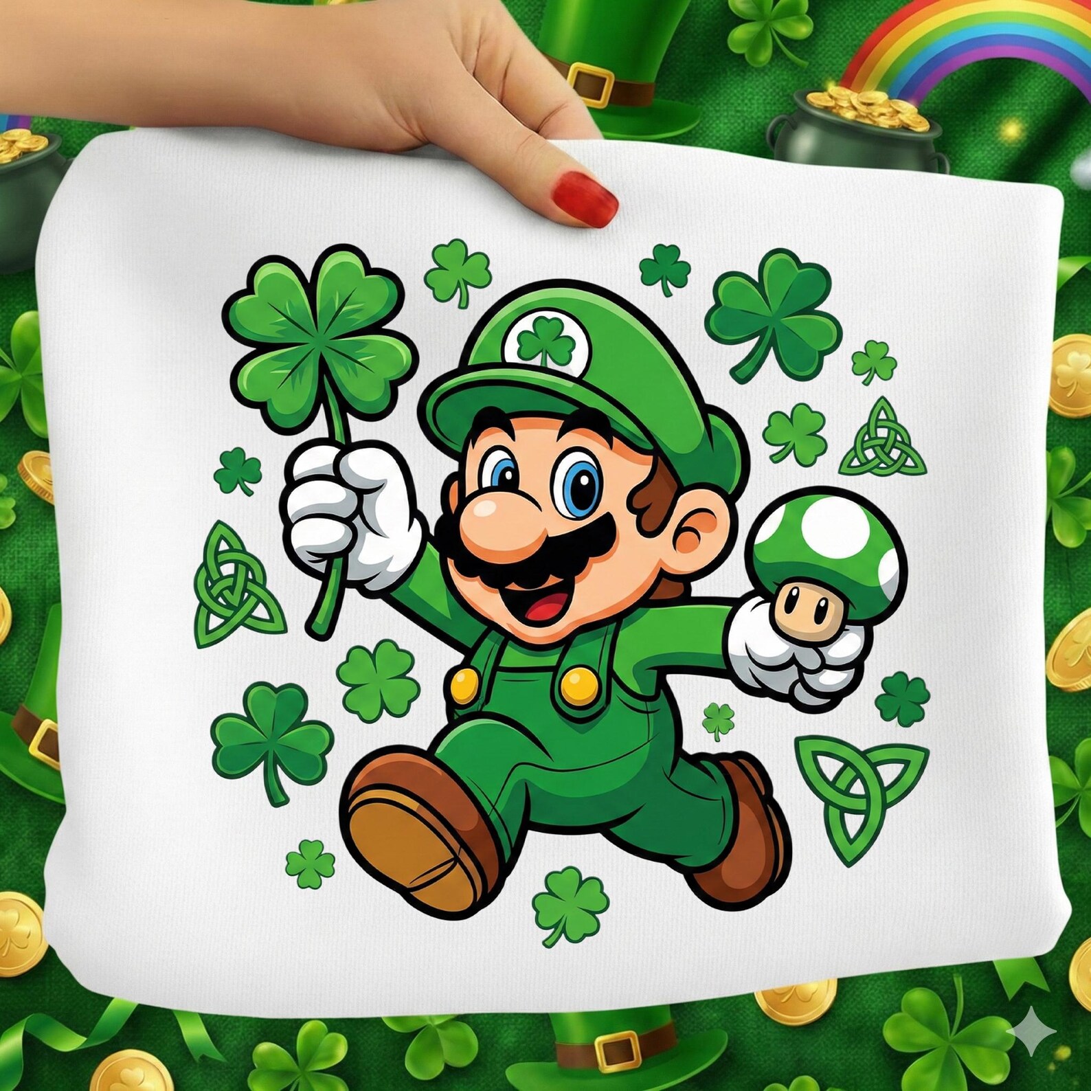 Mario St Patrick's Day Png, Shamrock Movie Character Png, Super Mario ...