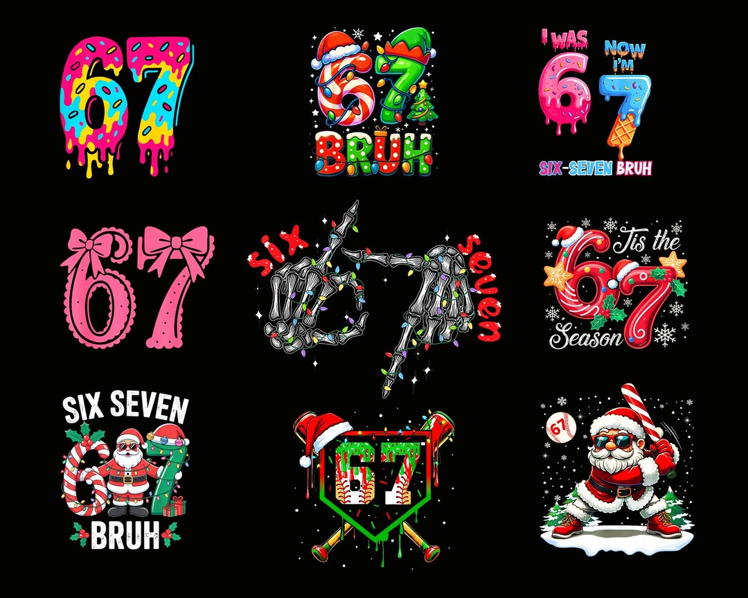 Funny Christmas Meme SIX Seven Png Bundle, Christmas Santa Say 67 Png ...