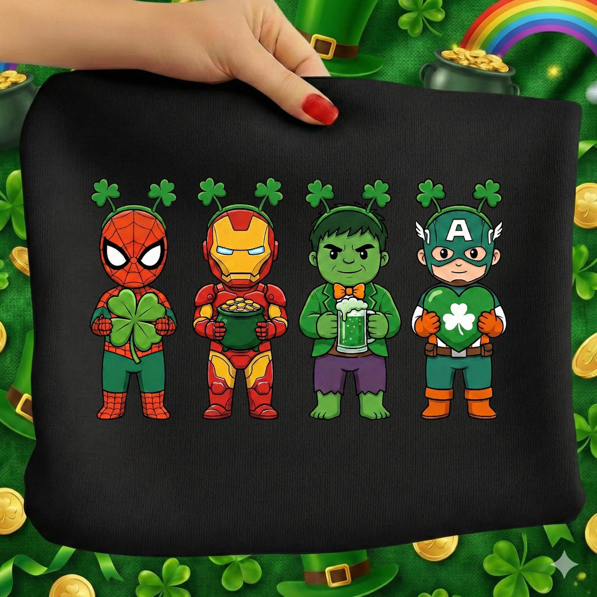 Cute Superhero St Patricks Day PNG, Funny Avengers Irish Group Tee ...