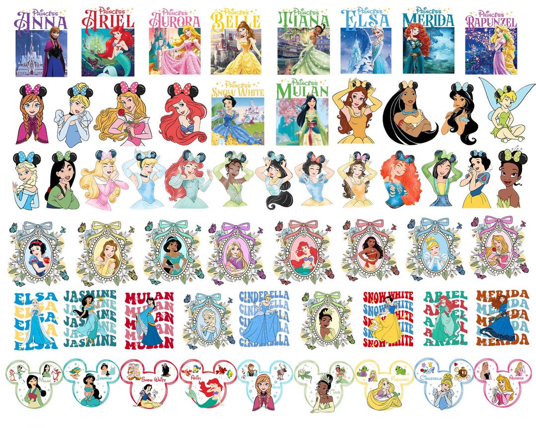 Dis.ney Princess Png Bundle, All Princess Png, Cartoon Princess Png ...