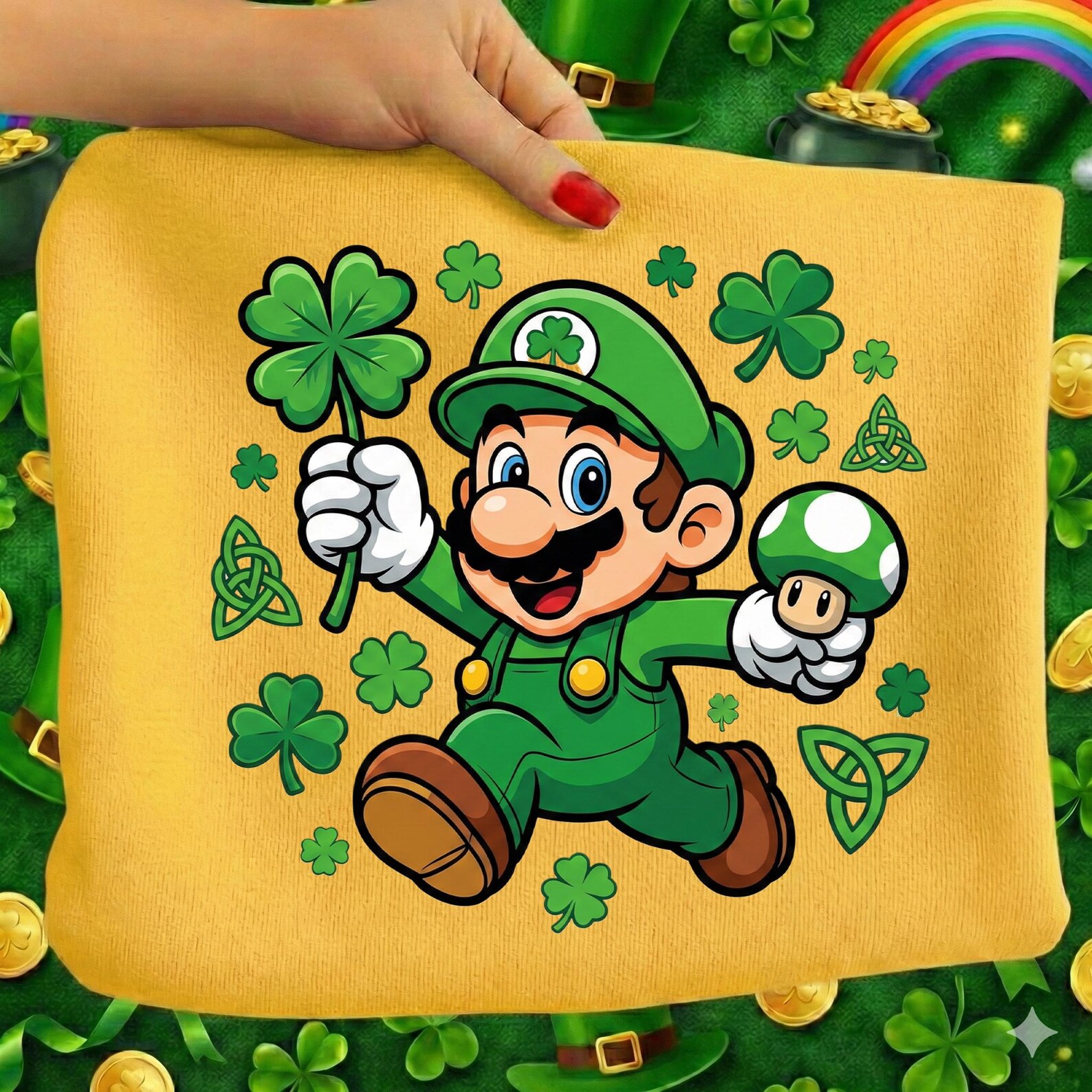 Mario St Patrick's Day Png, Shamrock Movie Character Png, Super Mario ...