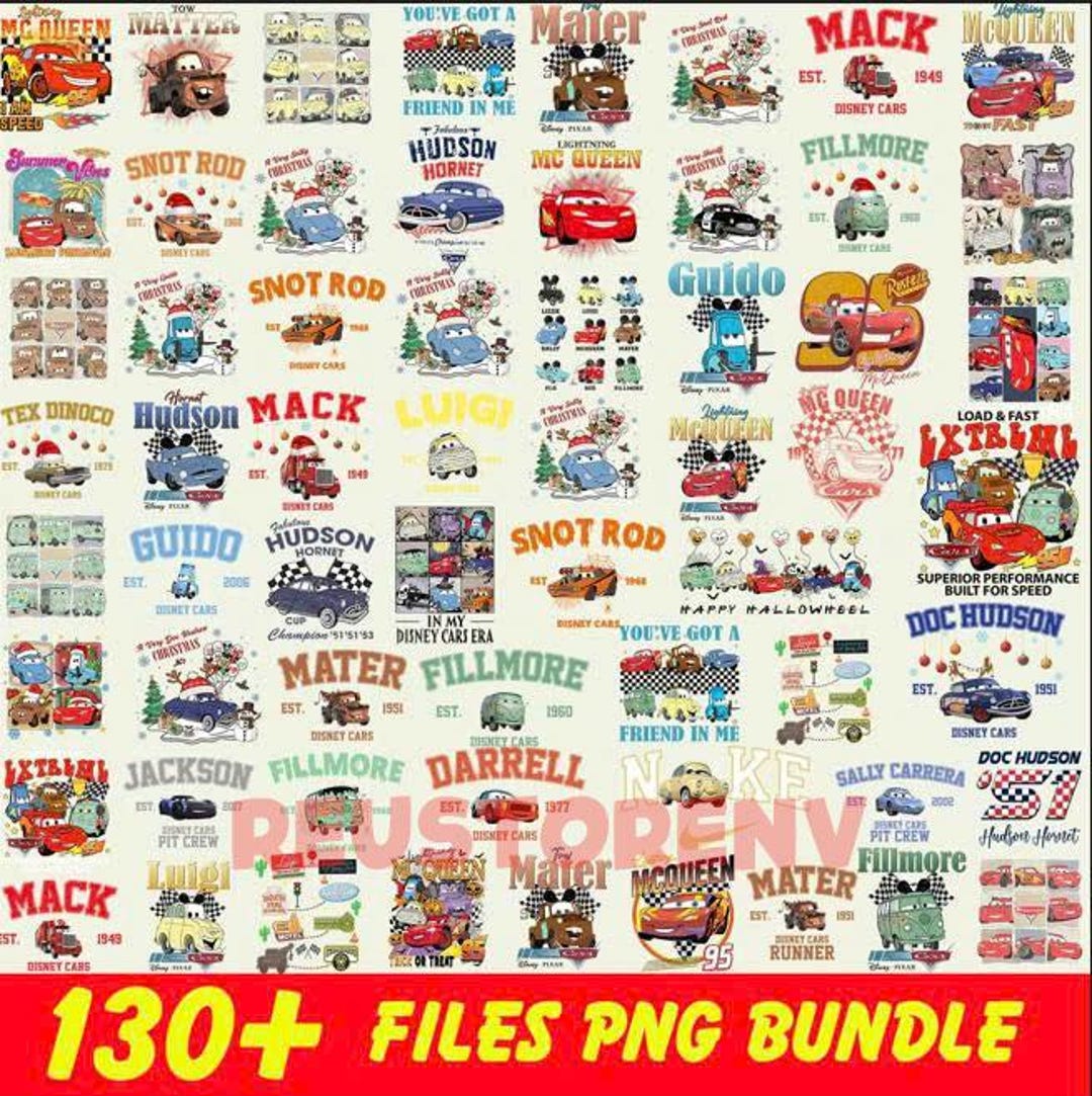 Cars PNG Bundle, Cars Characters PNG, Dis.ney Cars Png, Lightning ...