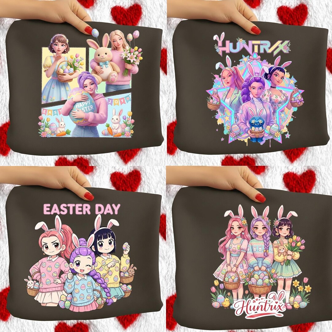 Kpop Huntrix Easter Day PNG, Huntrix Anime Girl Group Design, Preppy ...