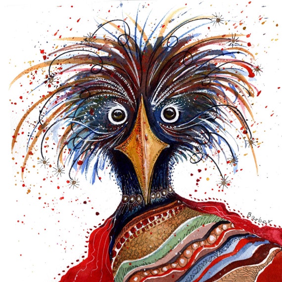 Doodle Bird Watercolor Art Whimsical Wall Art | Etsy