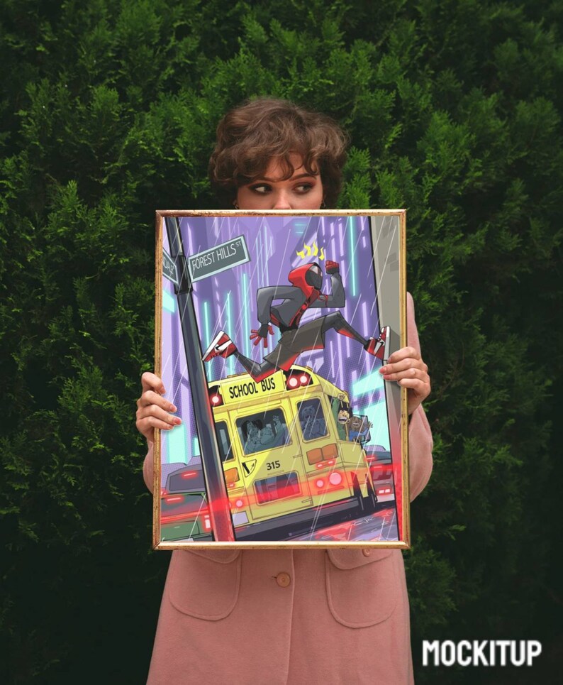 POATER MILES- Superhero Comic Wall Art Fan Art Spider Verse Teen Wall ...