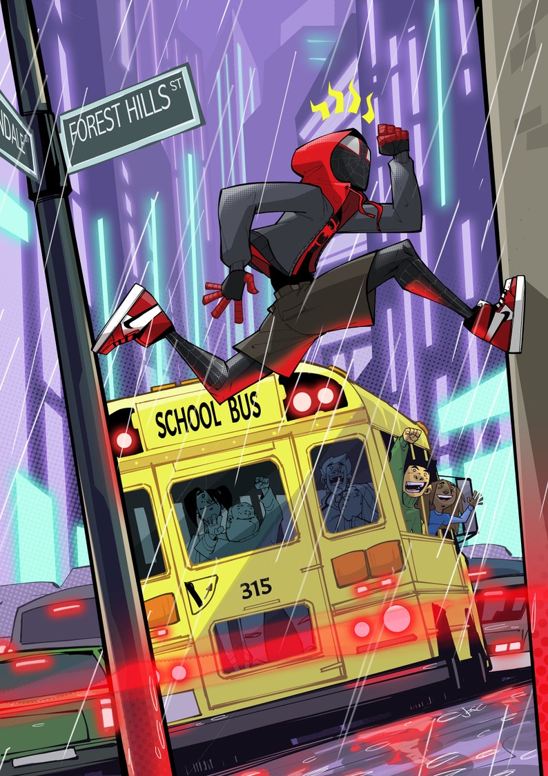 POATER MILES Superhero Comic Wall Art Fan Art Spider Verse Teen Wall ...