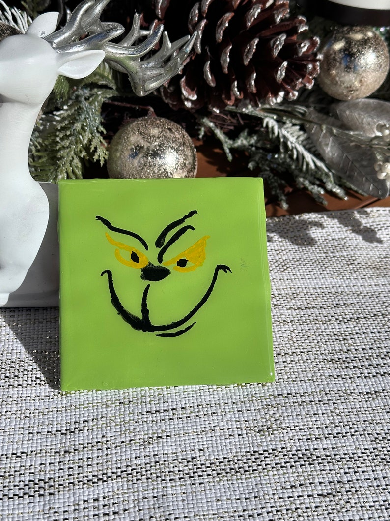 READY TO SHIP: Christmas Grinch Square Ceramic Coaster Set of 6 With ...