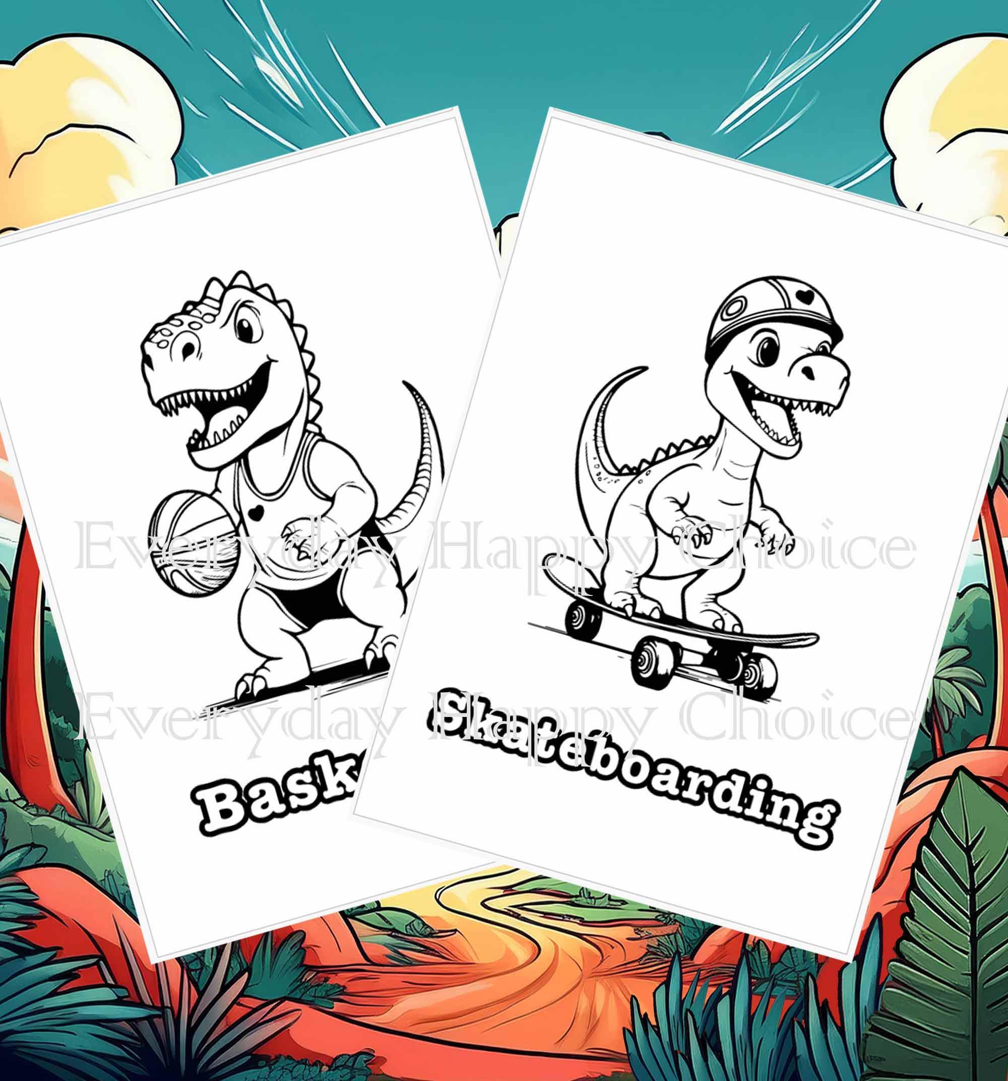 Sport Learning: 30 Dinosaur Coloring Pages for Kids, Cute & Funny ...