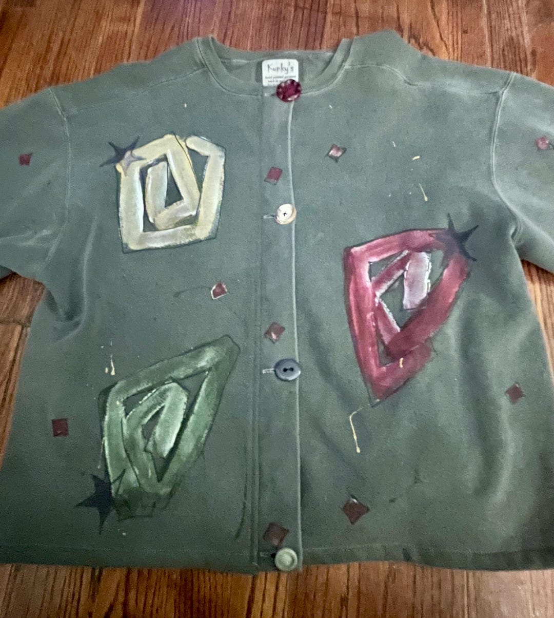 Original Vintage Kunkys Hand Painted Button Down Rare Sweatshirt SZ-3 ...