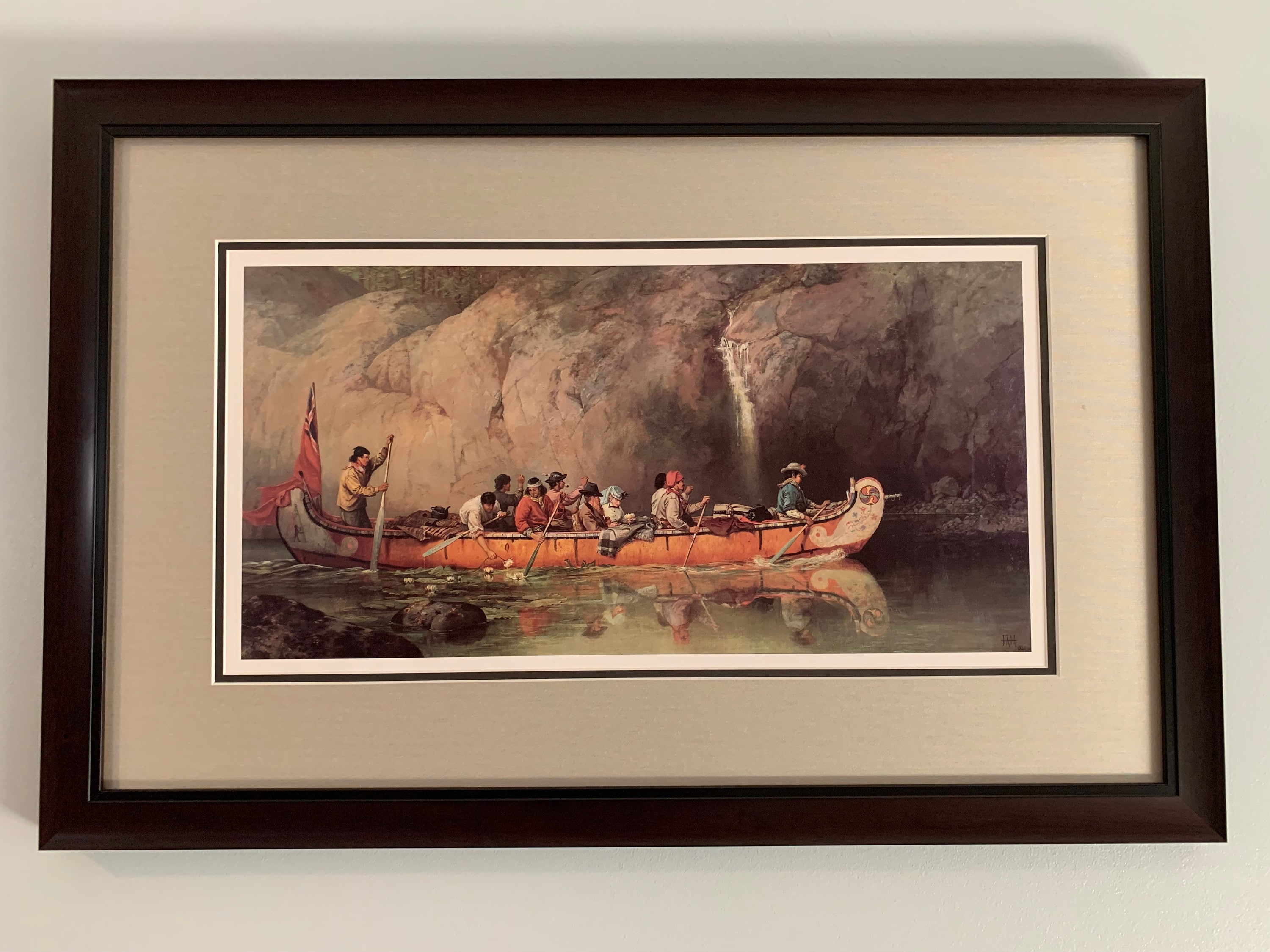 Canoe Manned by Voyageurs Passing a Waterfall by Frances Anne Hopkins ...