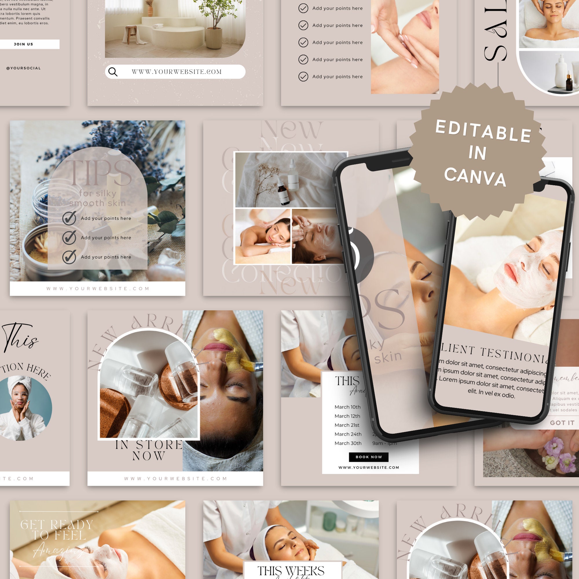 Instagram Canva Template for Skin Care for Wellness Coaches ...
