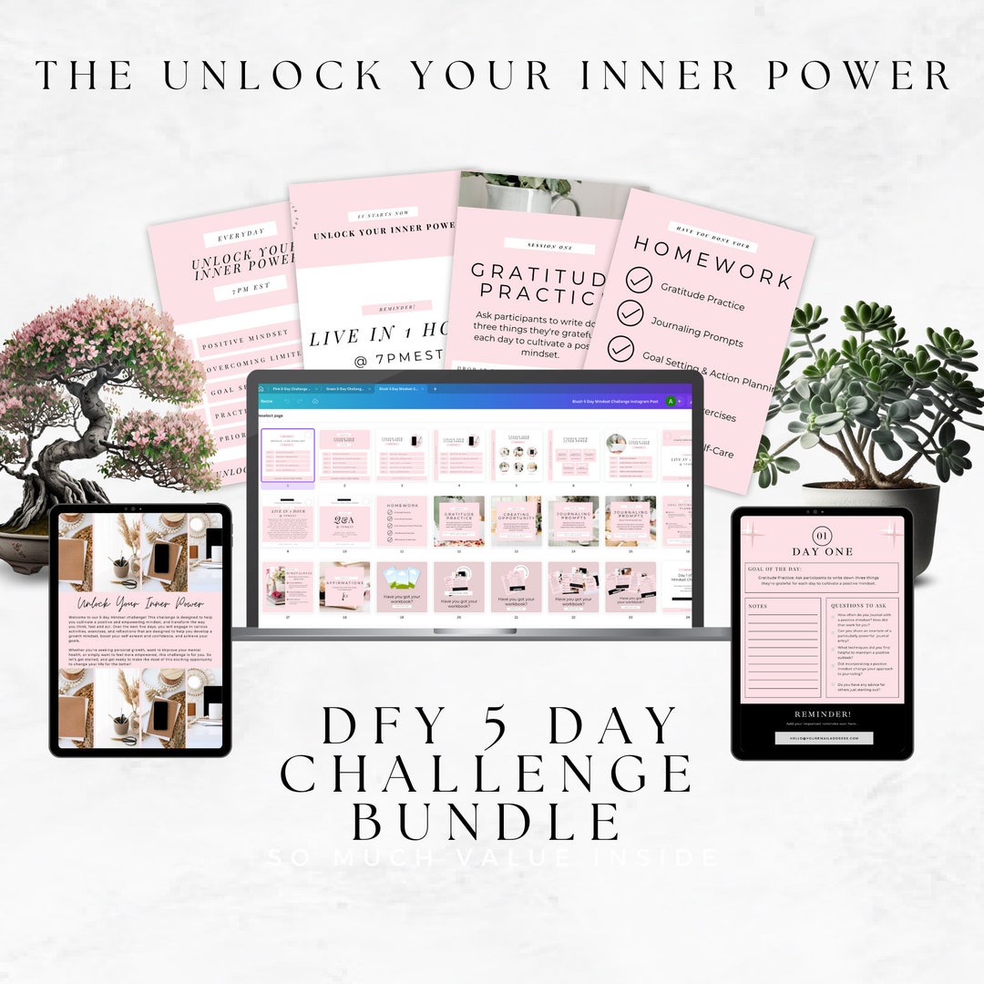 DFY 5 DAY Mindset Challenge, Instant Download, Challenge Group Bundle ...