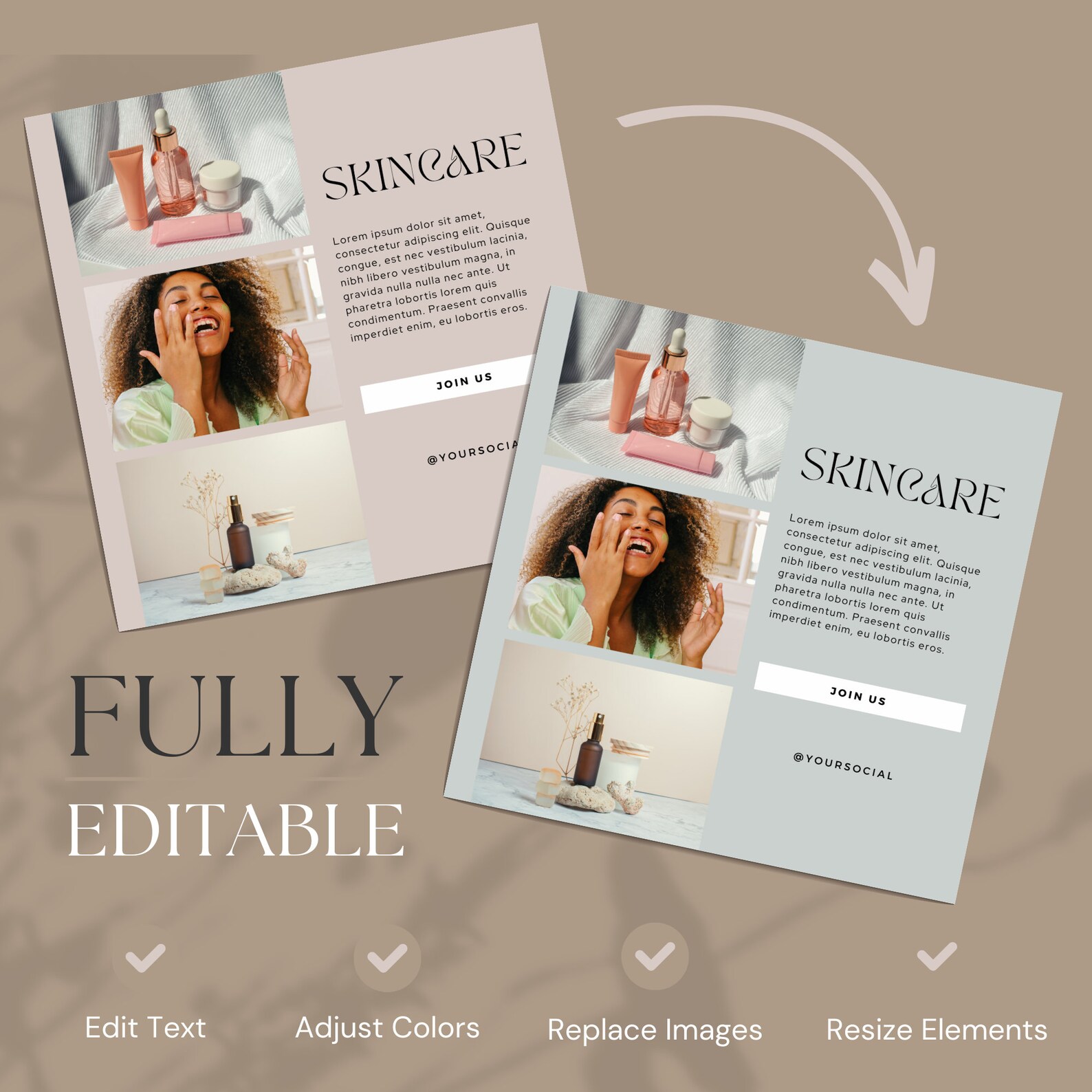 Instagram Canva Template for Skin Care for Wellness Coaches ...