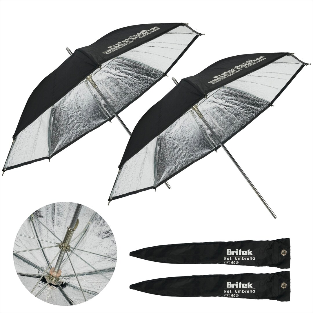 2PACK - 24" Silver/black Reflector Studio Umbrella for Photography ...