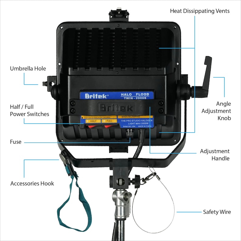 1200 W Vintage Britek Studio Flood Light - Ultra Bright, Sun-like Color ...