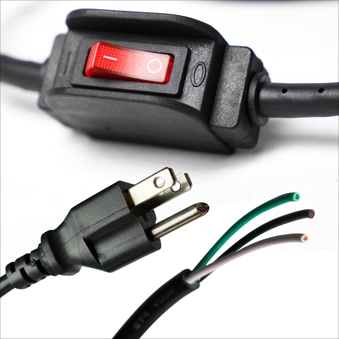 18 AWG 3 Conductor 3-prong Power Cord With Open Wiring, 300V Max, 20 ...
