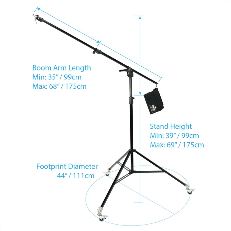 Set of 2: Heavy Duty Light Stand With Wheels, Black - 11.3' (3.5m ...