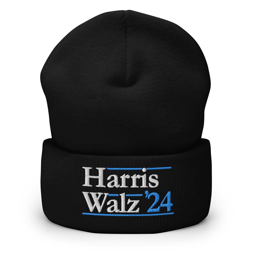 Kamala Harris Tim Walz Hat embroidered Cuffed Beanie Harris Walz 2024 ...