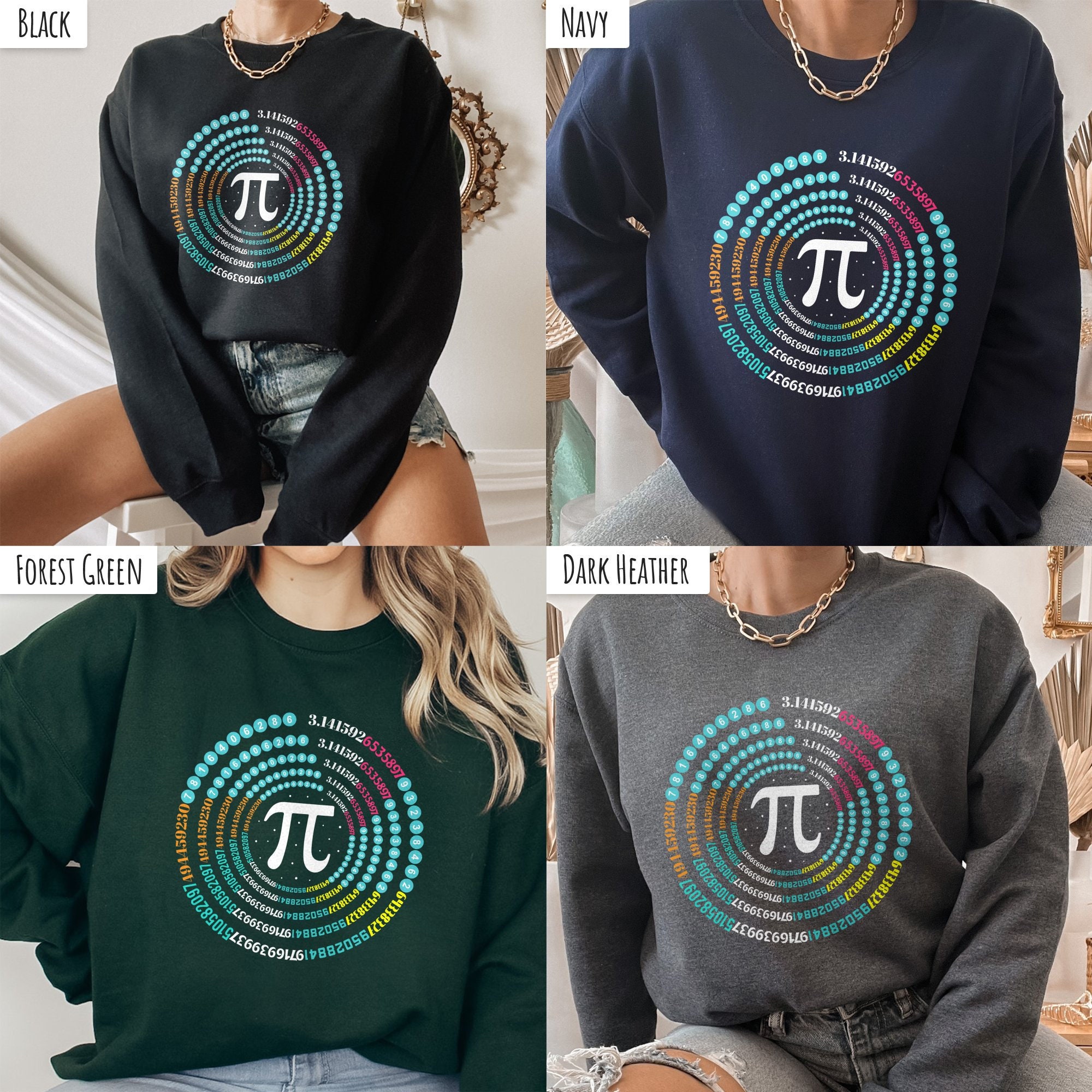 Pi Day Spiral T-shirt, Math Geek Shirt, Colorful Pi Digits, Teacher ...