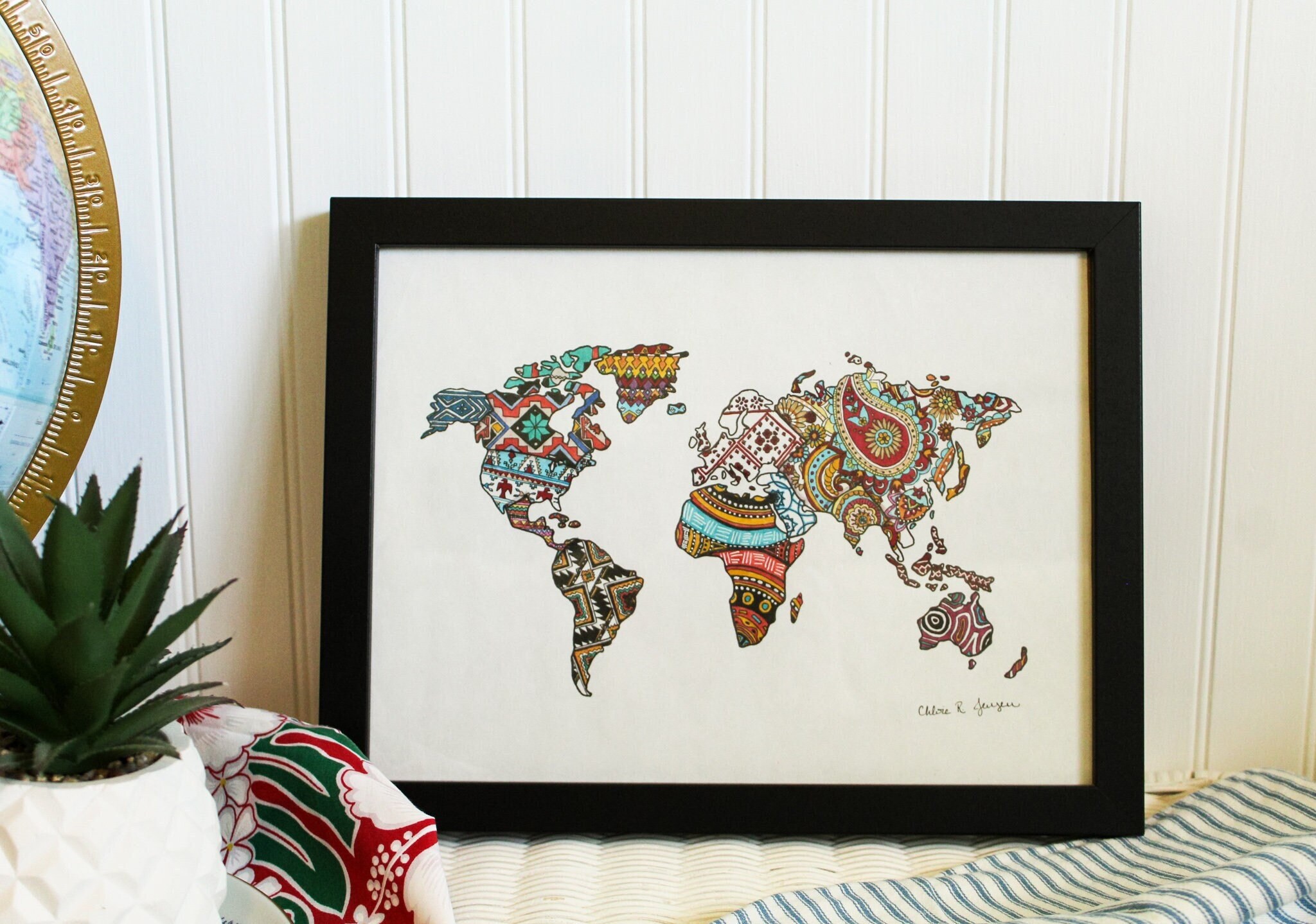 Patterns of the World World Map Marker Drawing Art Print - Etsy