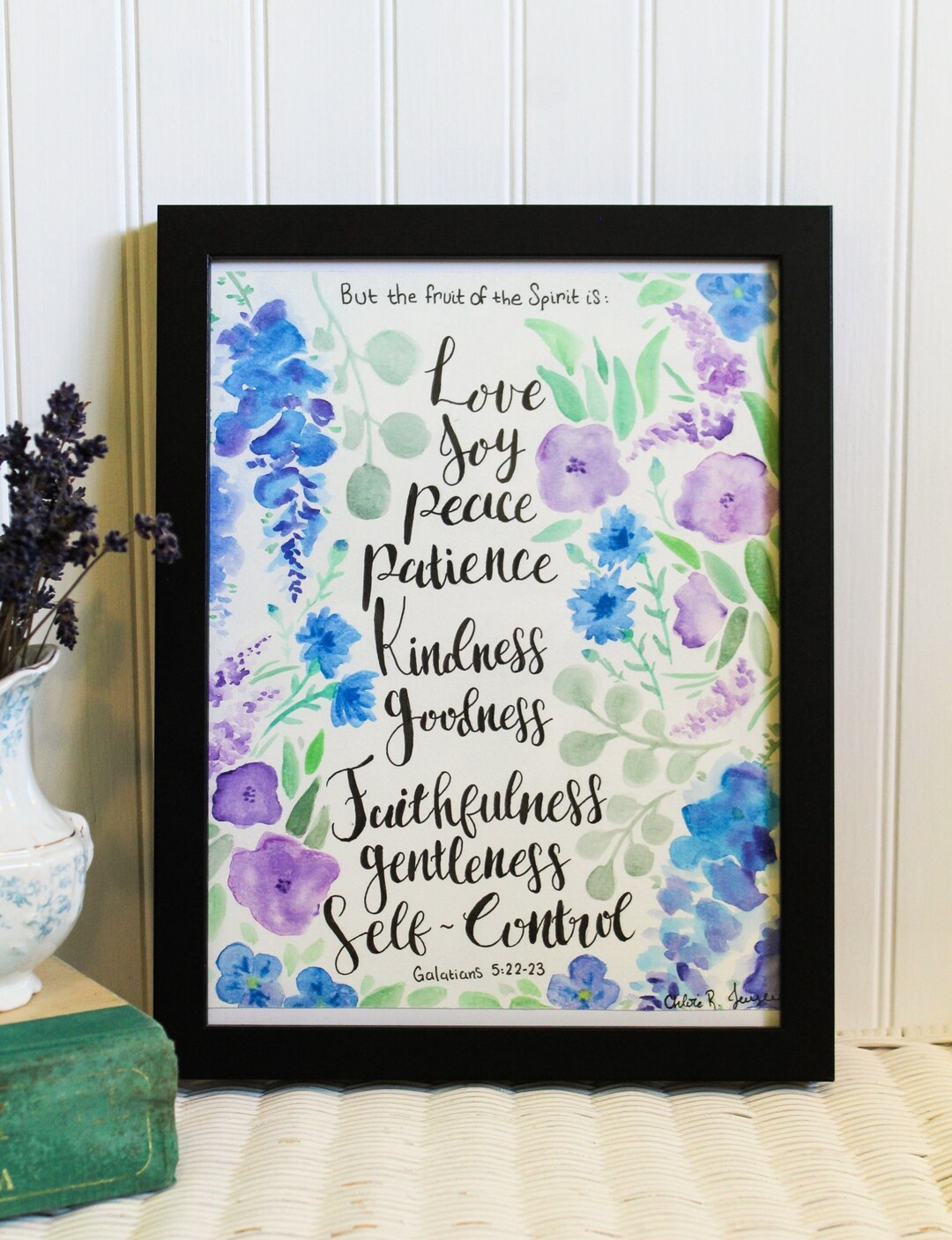 Fruit of the Spirit - Floral Watercolor Painting - Bible Verse - Art ...
