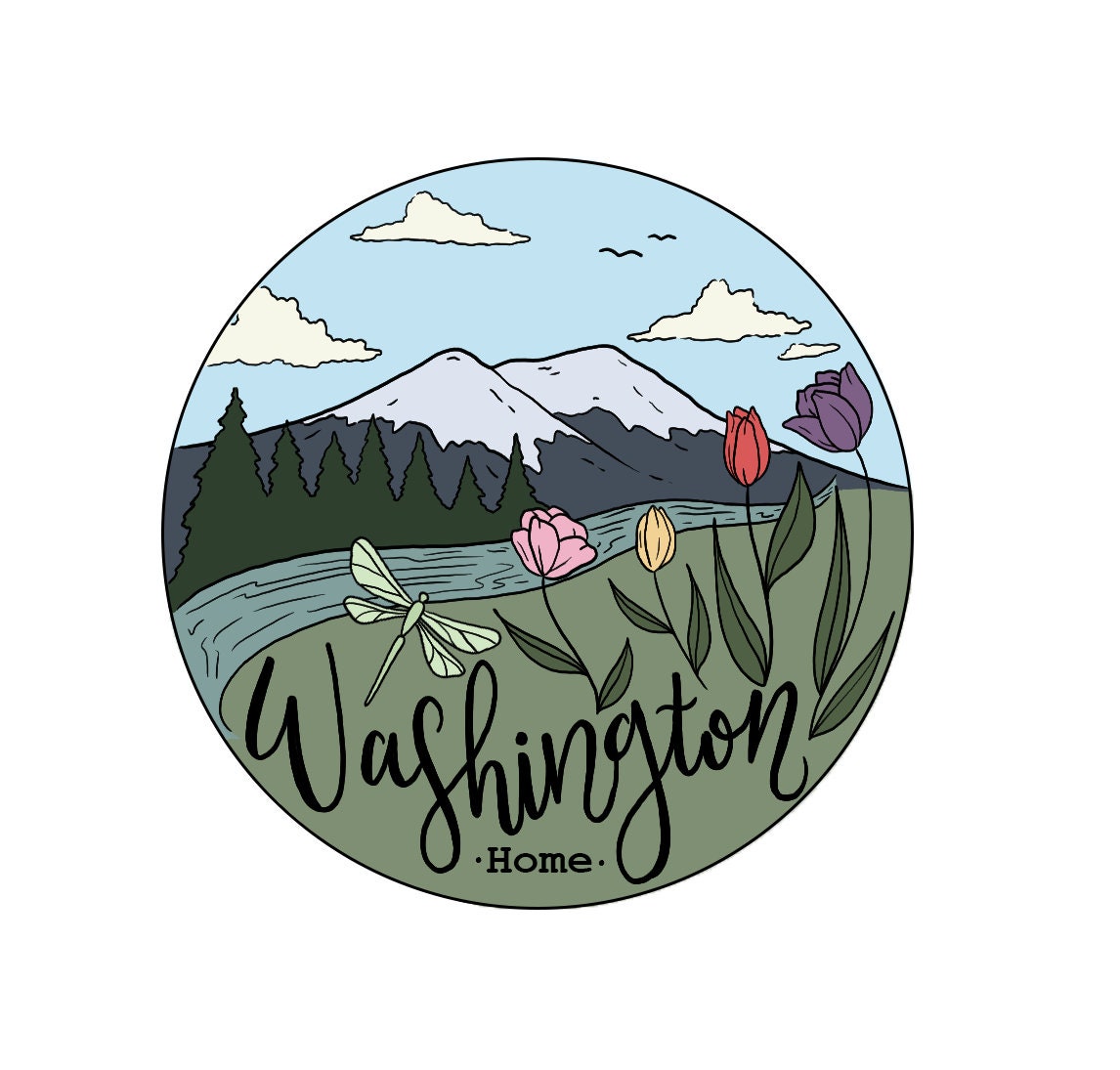 Washington Home - PNW Sticker - Pacific Northwest Washington State - Etsy