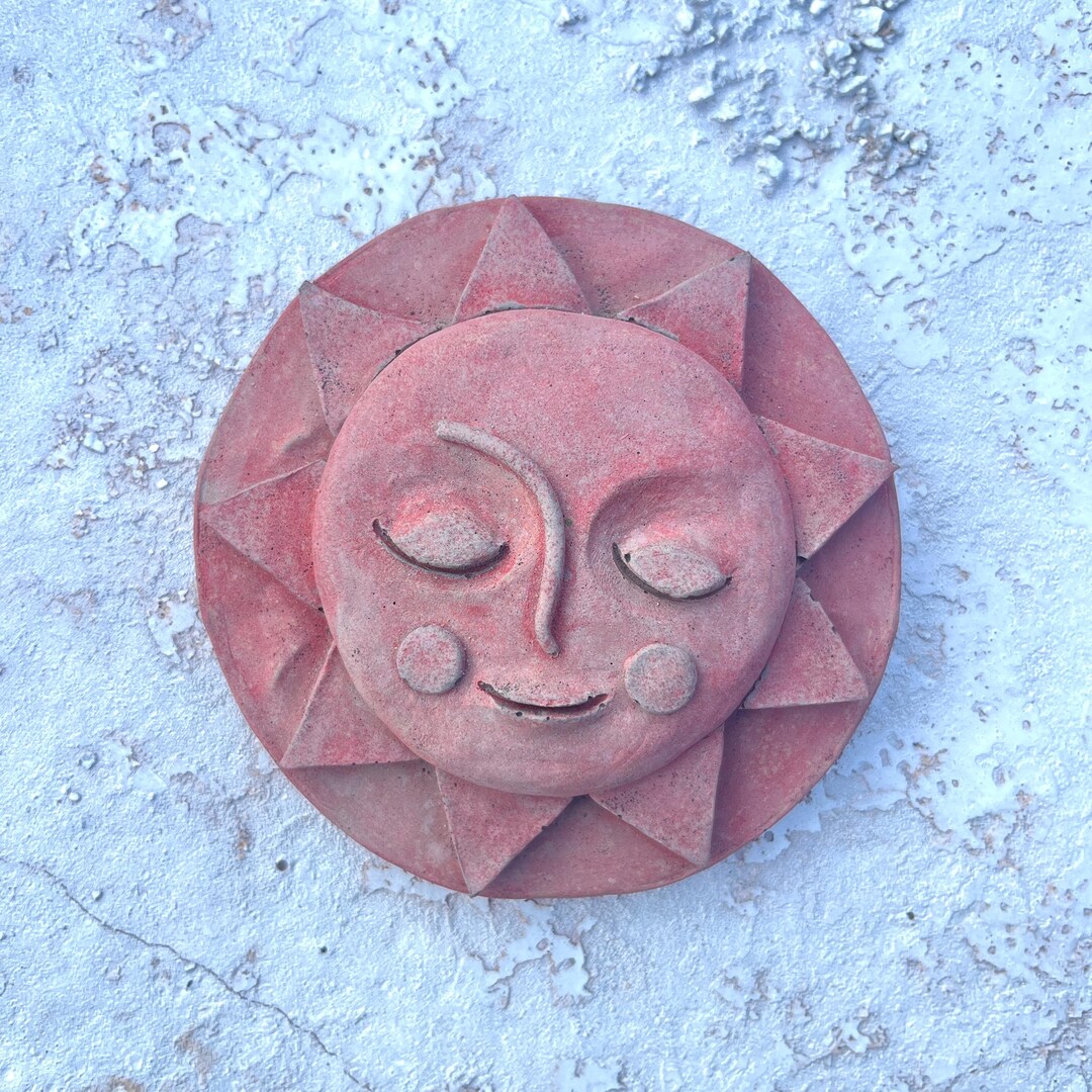 Handmade Sunshine Stone Face, Garden Ornament Sun Plaque. Indoor ...