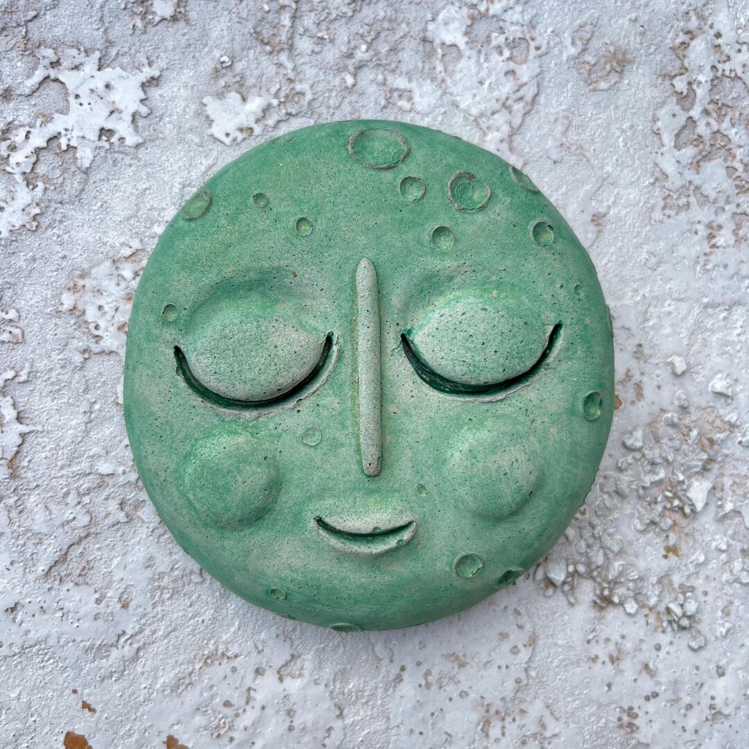 Handmade Happy Stone Moon Face, Garden Ornament. Man in the Moon ...
