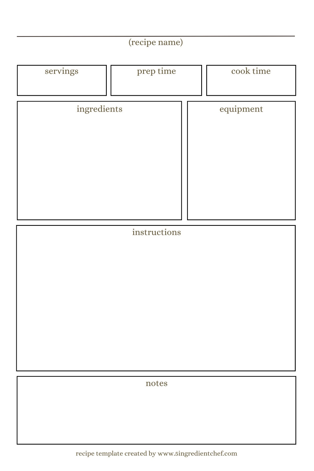 Box Style Recipe Card Full Page Template PDF for Recording Recipes! - Etsy