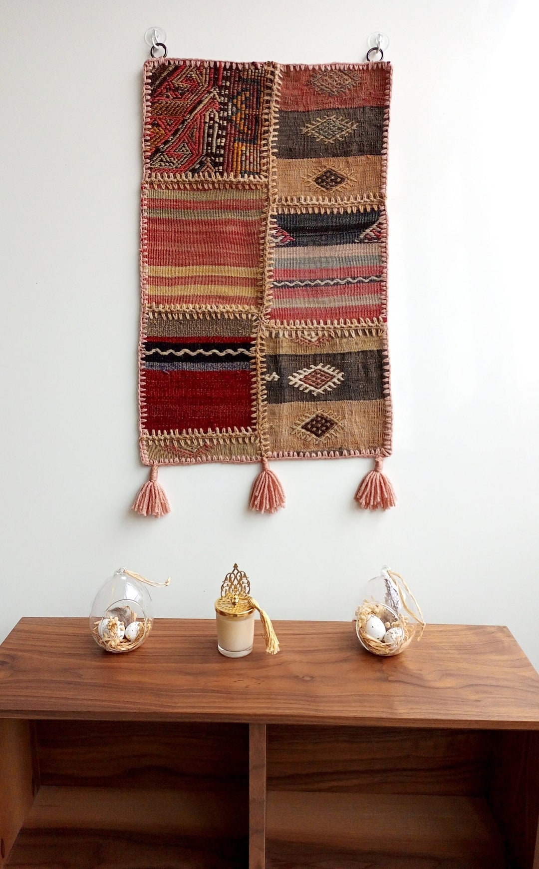 Patchwork Vintage Wall Hanging Rug, Hallway Entryway Decor, Handwoven ...